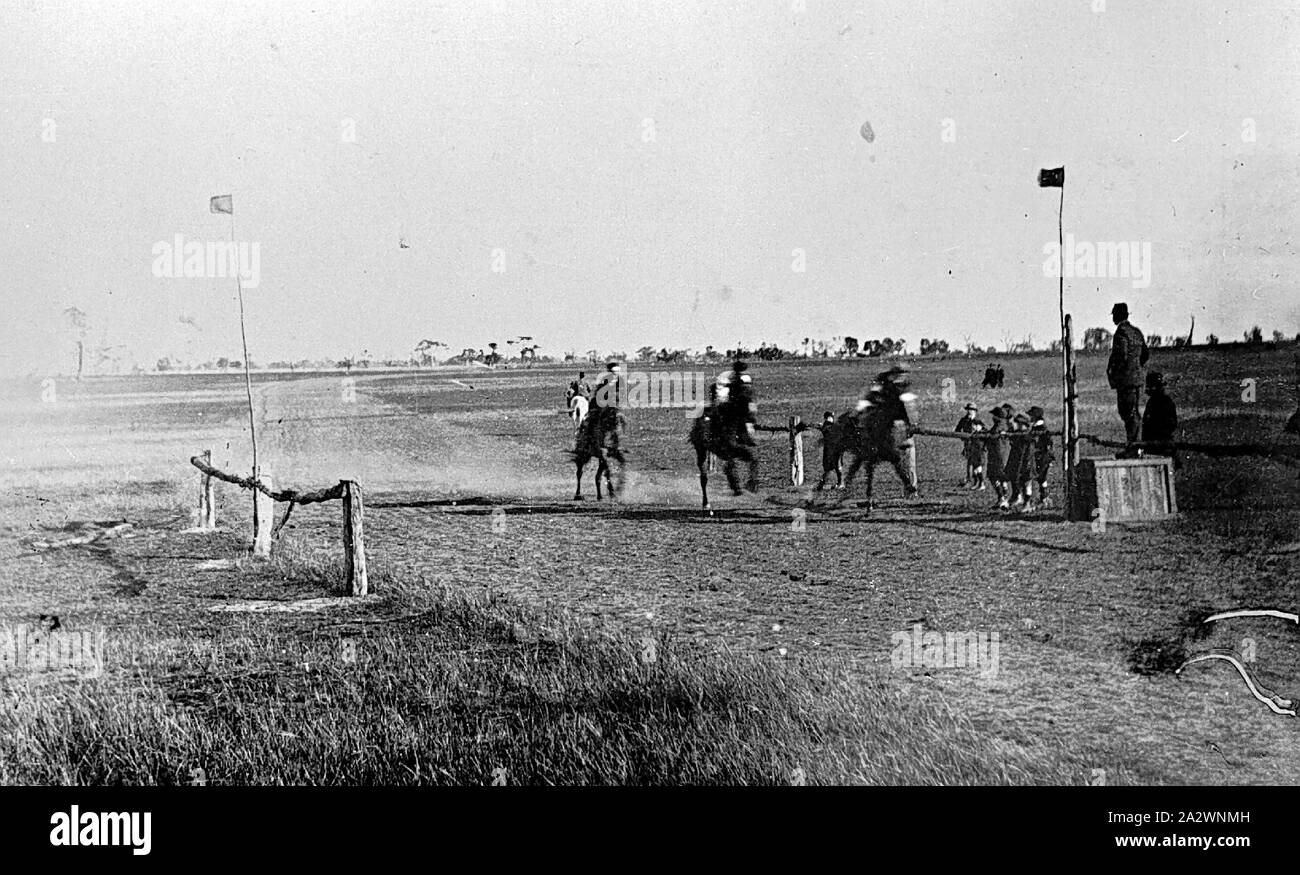 Negative - Willaura, Victoria, circa 1925, The finish of a horse race ...