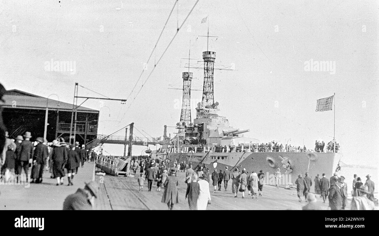 Negative - US Naval Ships, Port Melbourne, Victoria, 1925, Crowds ...