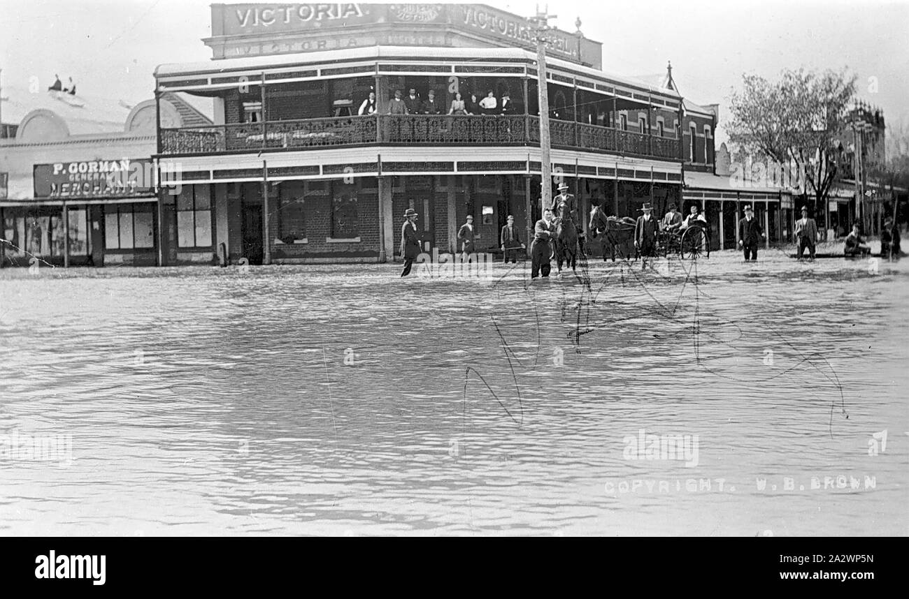 Negative - Rochester, Victoria, pre 1920, Rochester streets under ...