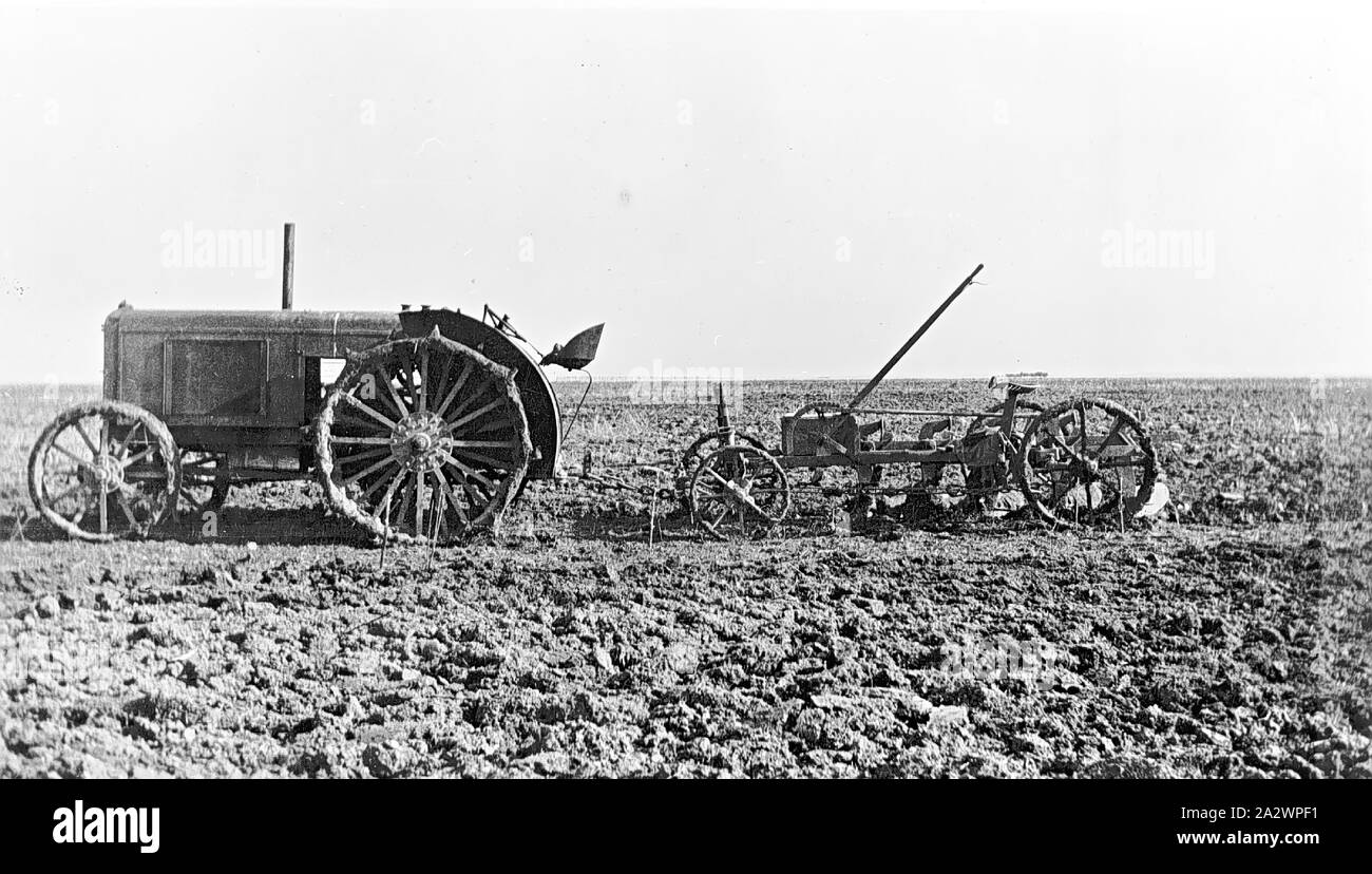 Negative - Vite Vite North (?), Victoria, post 1920, Ploughing with a ...