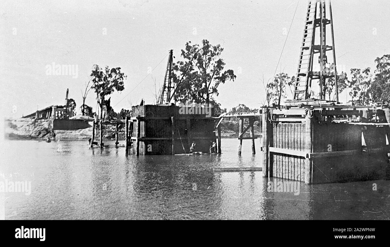 Negative - Bridge Construction, Robinvale, Victoria, circa 1920, A ...