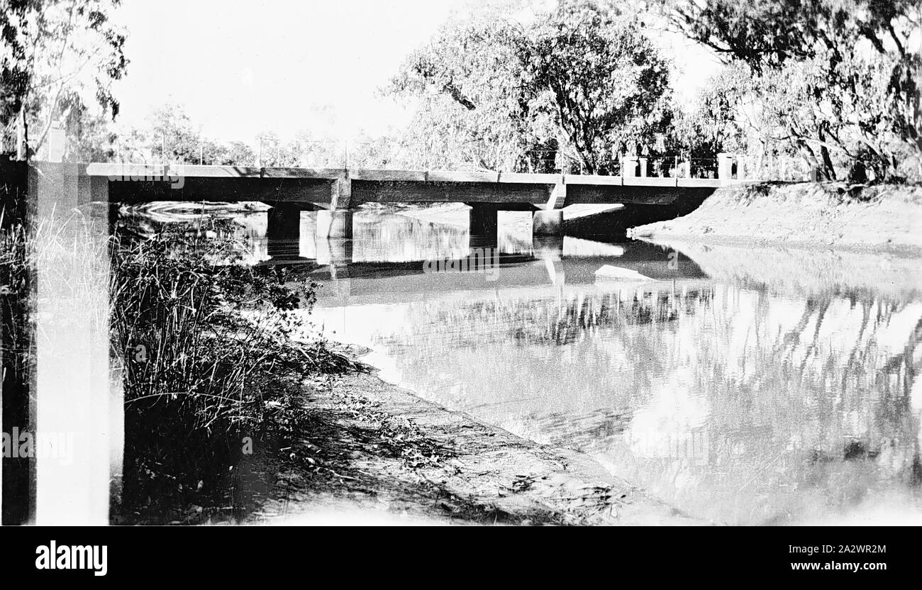 Negative - Thargomindah, Queensland, 1937, A bridge across the Bulloo ...