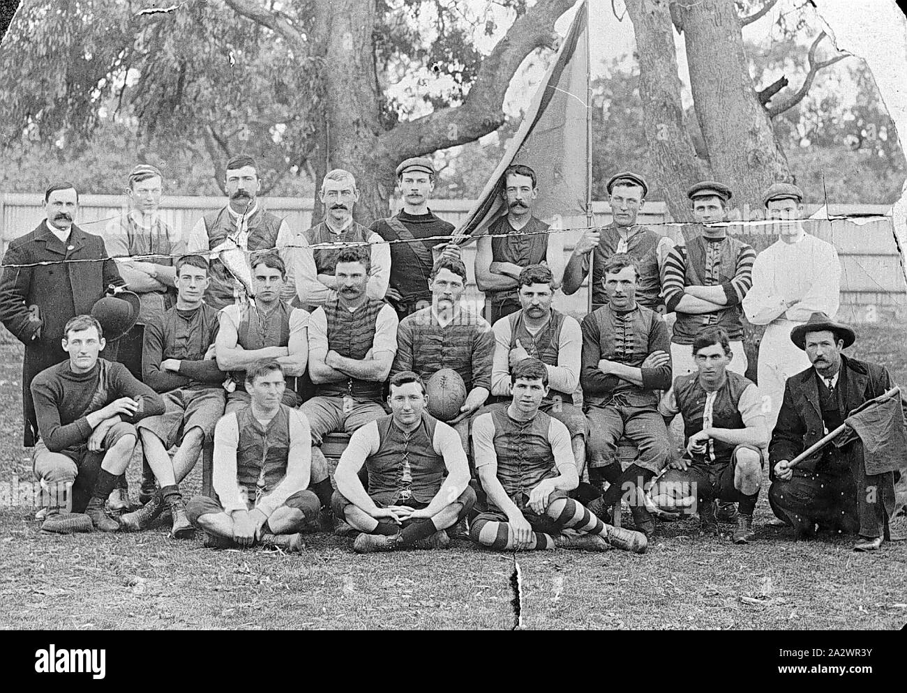 Negative - Rainbow Football Team, Victoria, 1895, A team portrait of ...