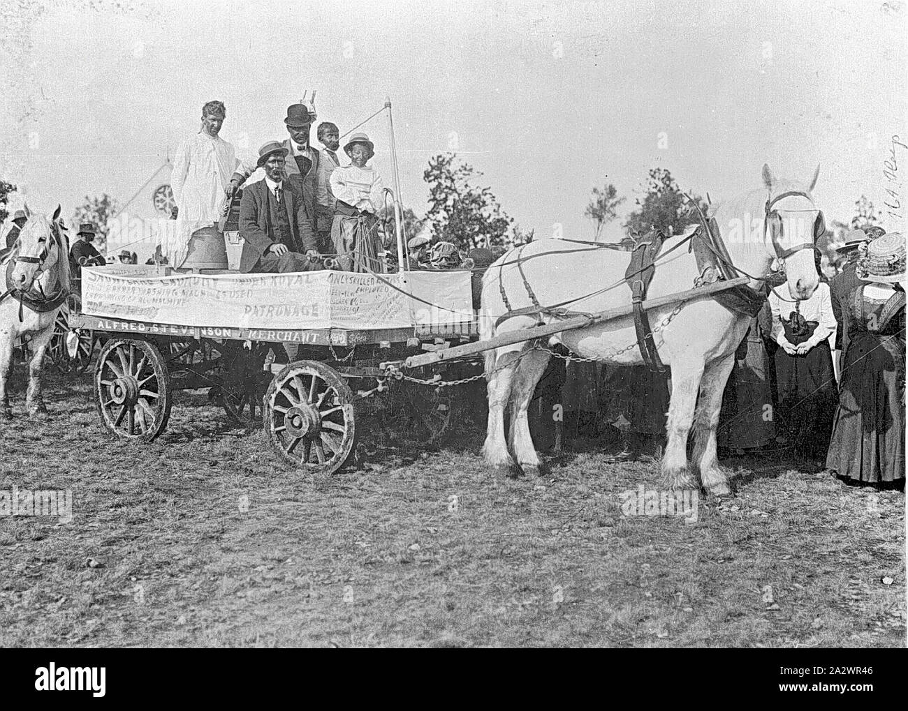 Negative - Rainbow, Victoria, circa 1905, A float carrying a number of ...