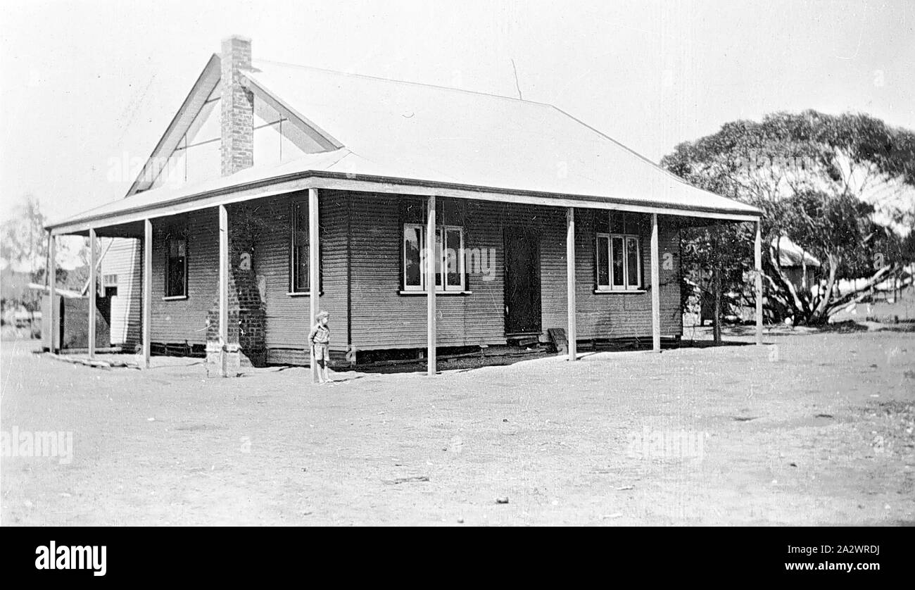 Negative - Manangatang, Victoria, 1933, Boy standing in front of a ...