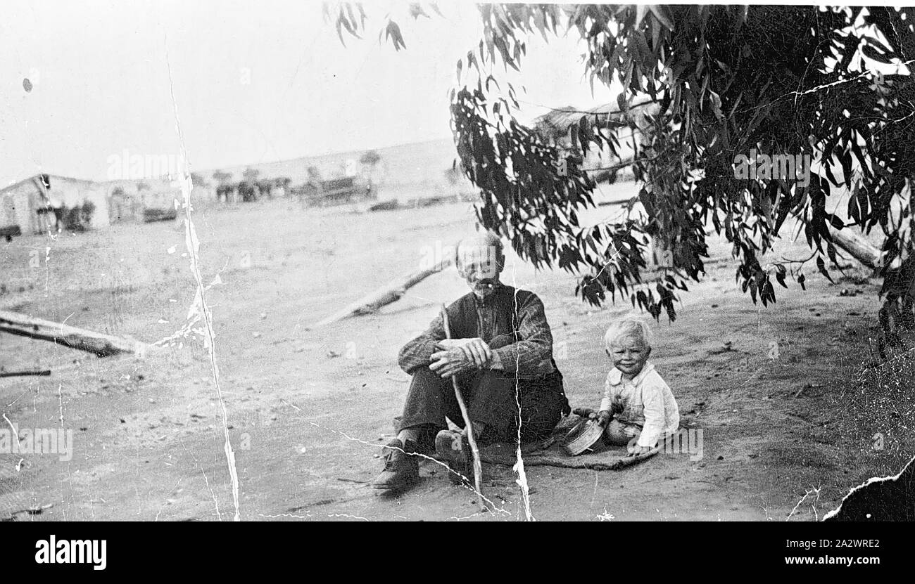 Negative - Manangatang, Victoria, circa 1930, An old man (aged 80) and ...