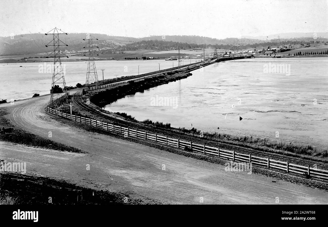 Negative - Bridgewater, Tasmania, circa 1925, A bridge over the Derwent ...