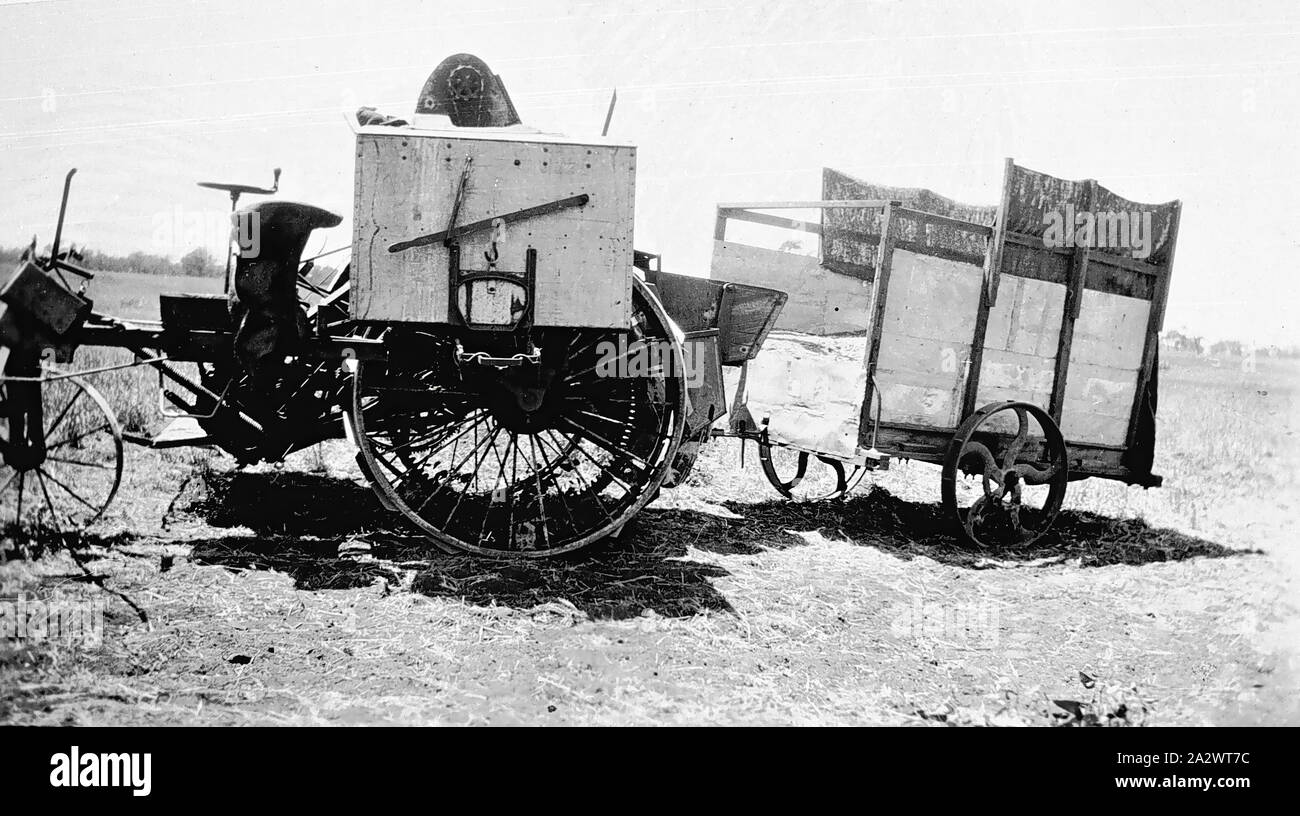 Negative - Header & Chaff Cutter, Birchip, Victoria, 1927, A header and ...