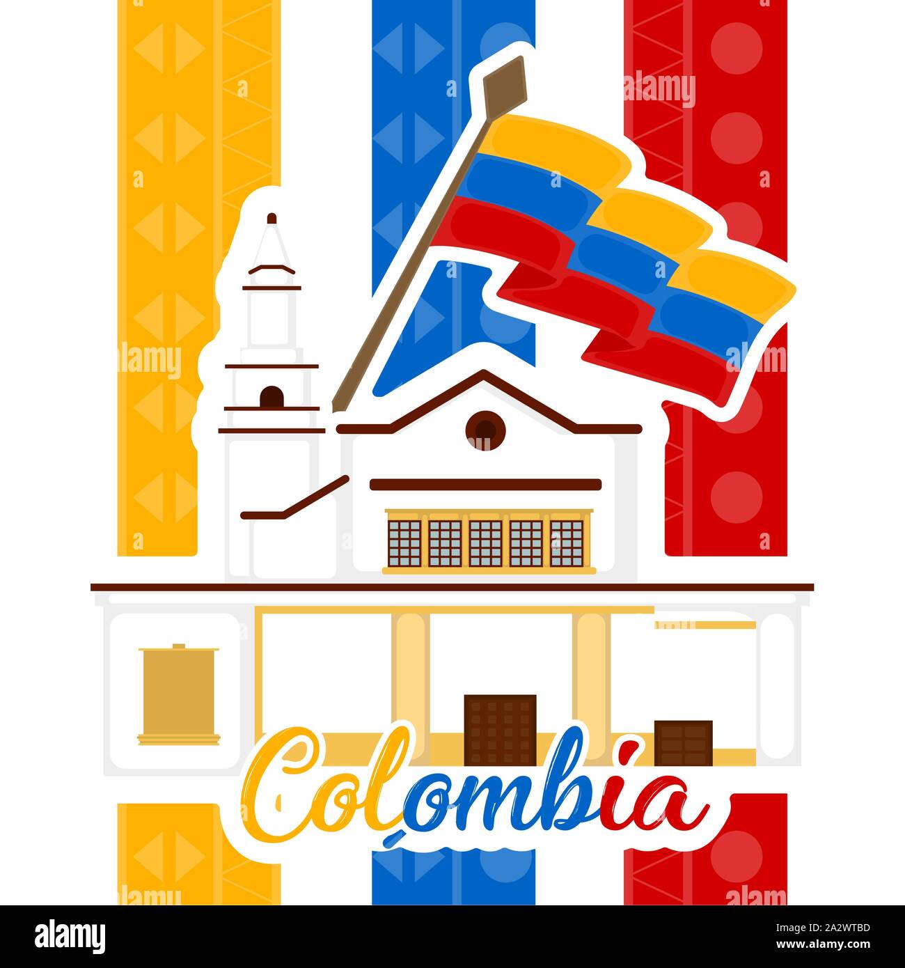 Church building with a flag of Colombia. Representative image of ...