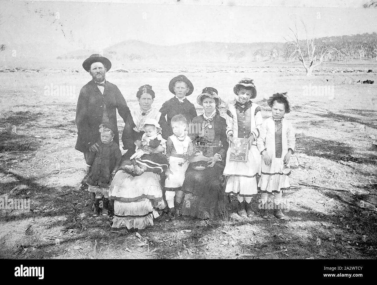 Negative - Dyer family on their Property, Morass Creek, Victoria, 1886 ...