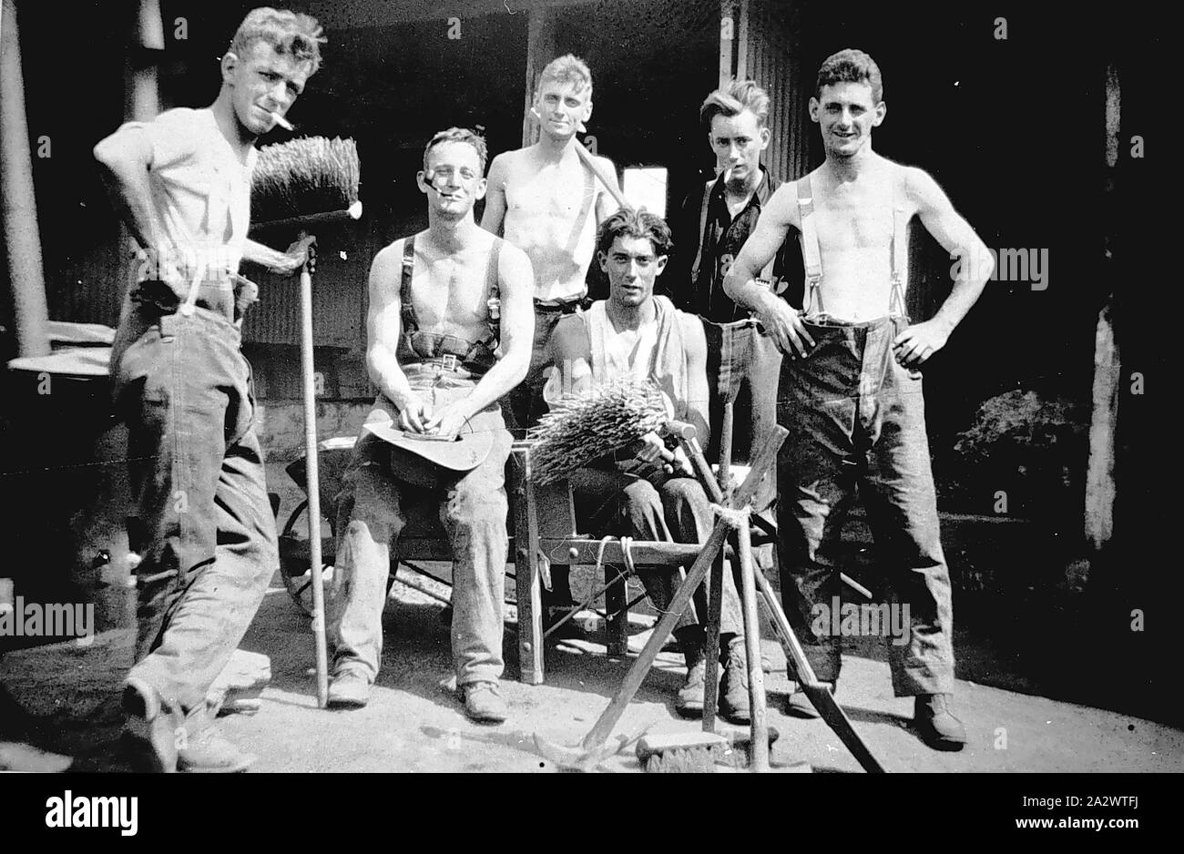 Negative - Seymour, Victoria, 1926, A group of workmen (soldiers?) with ...