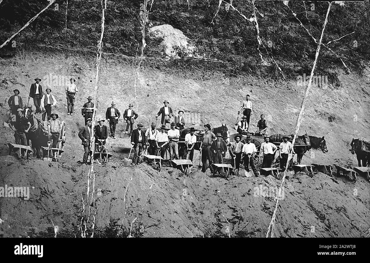 Negative - Nowa Nowa District, Victoria, circa 1915, Railway workers on ...