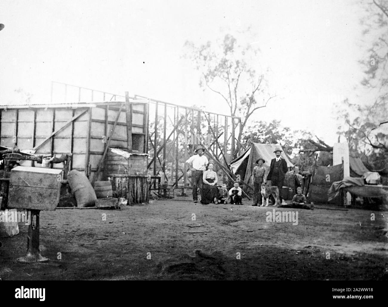 Negative - Merbein South, Victoria, 1911, A family in front of their ...