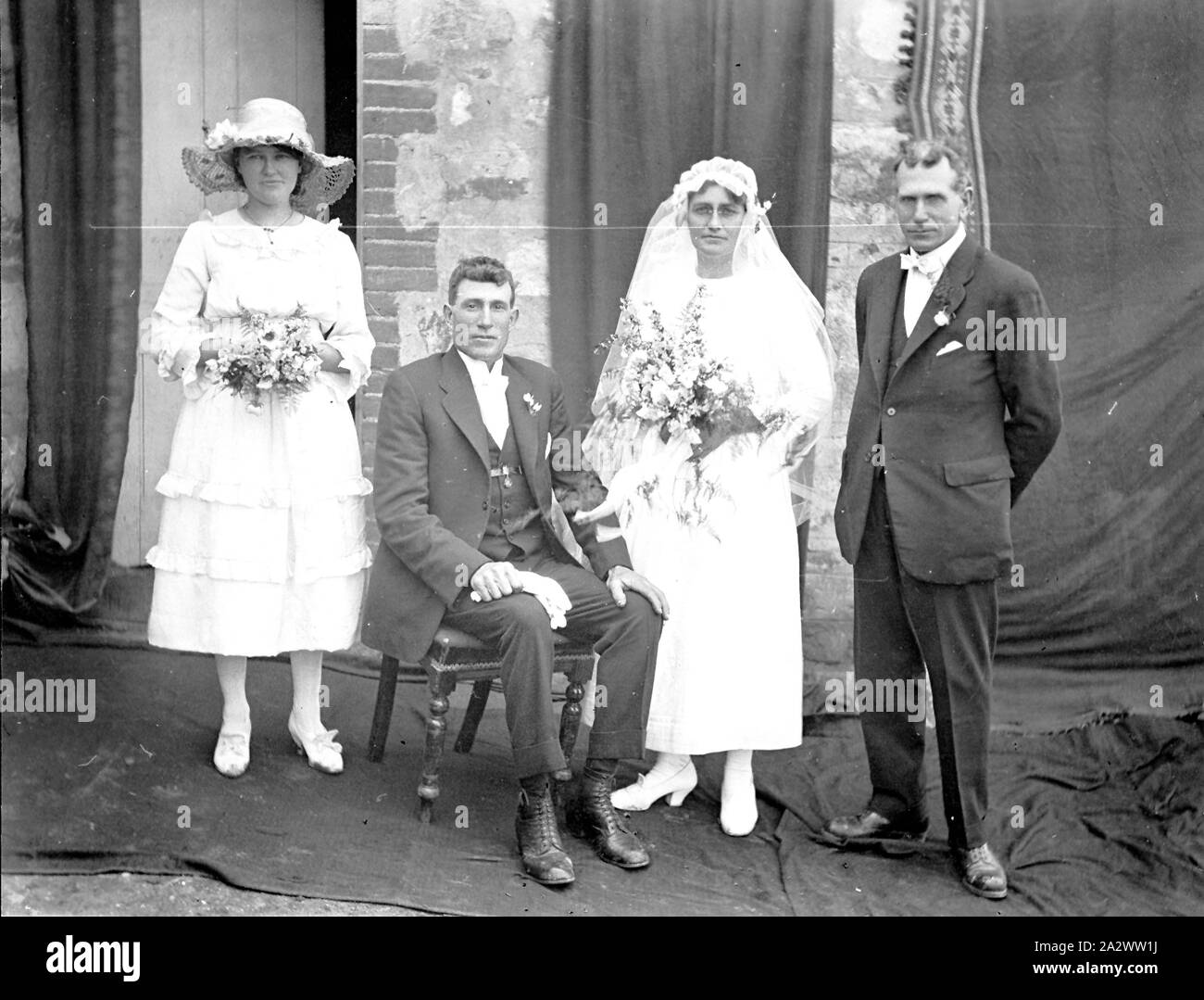 Negative - New South Wales, circa 1915, A wedding portrait with the ...