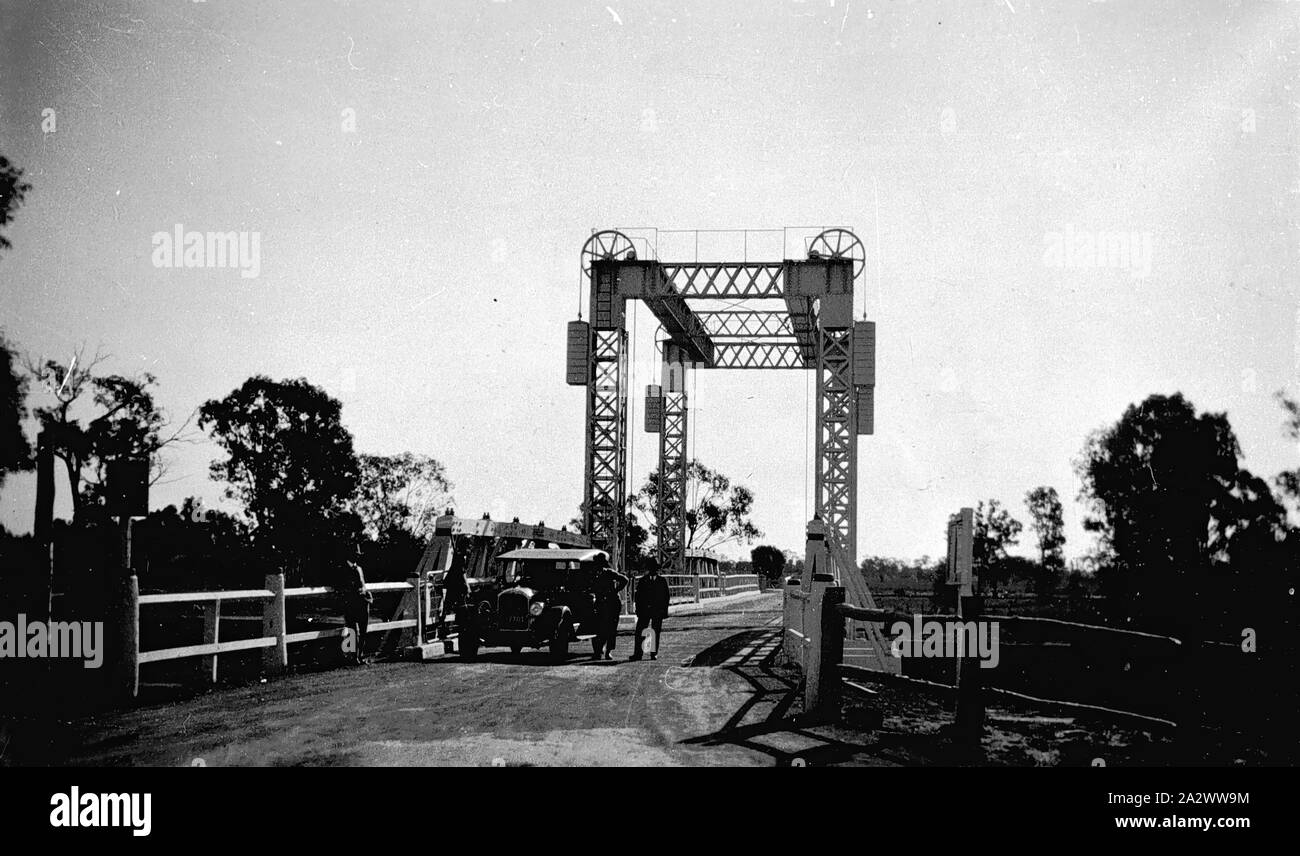 Negative - Tooleybuc, Victoria, circa 1925, Men beside a car on the ...