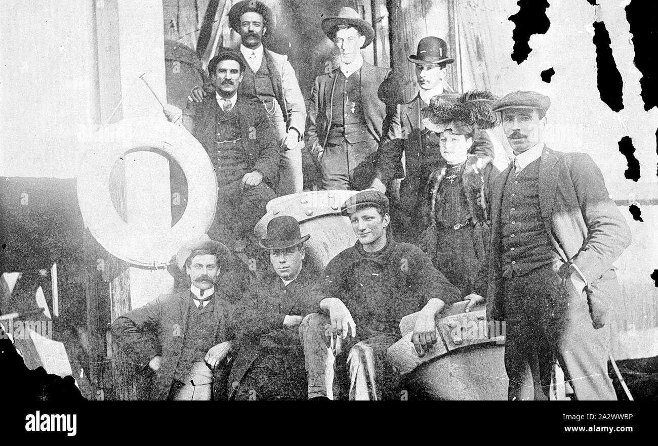 Negative - Crooked River, Victoria, circa 1905, The first crew members ...