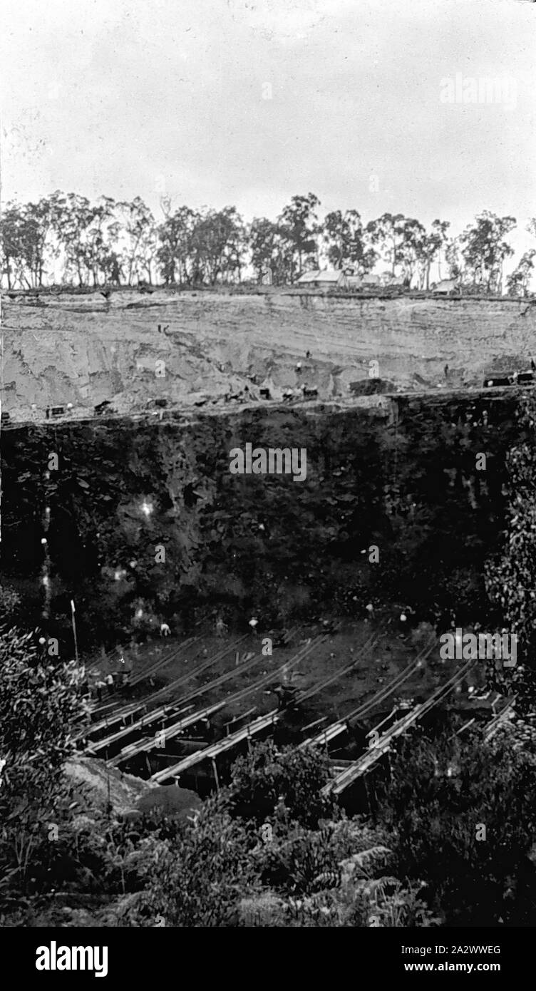Negative - Morwell, Victoria, 1917, The Morwell open cut mine Stock ...