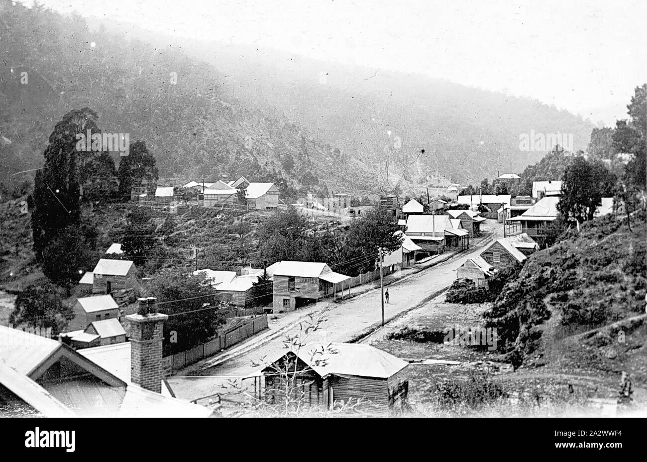 Negative - Woods Point, Victoria, 1918, Woods point township looking ...