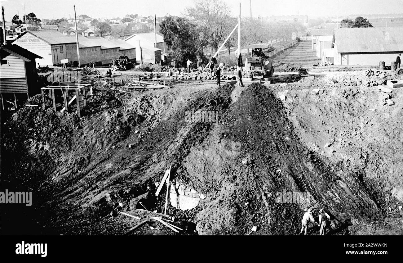 Negative - Geelong, Victoria, circa 1925, Excavation for the ...