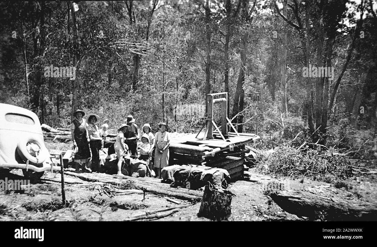 Negative - Bendoc, Victoria, circa 1930, A group of people at Helmer's ...