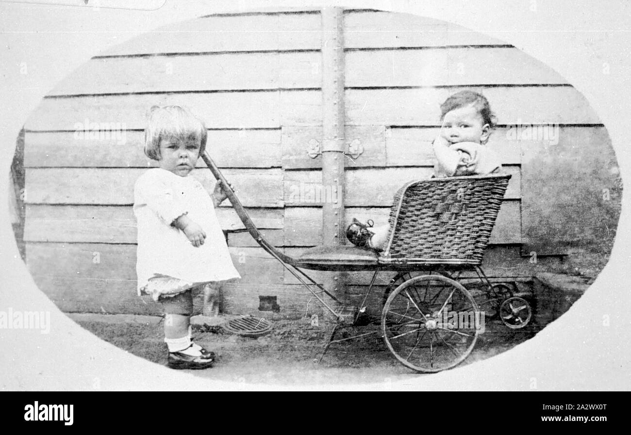 Negative - New South Wales (?), circa 1920, Two small children with a ...
