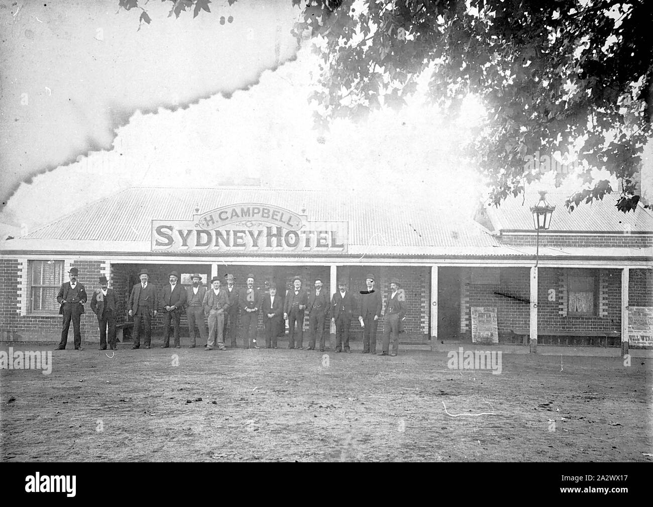 Negative - Wangaratta, Victoria, circa 1895, A large group of men in ...