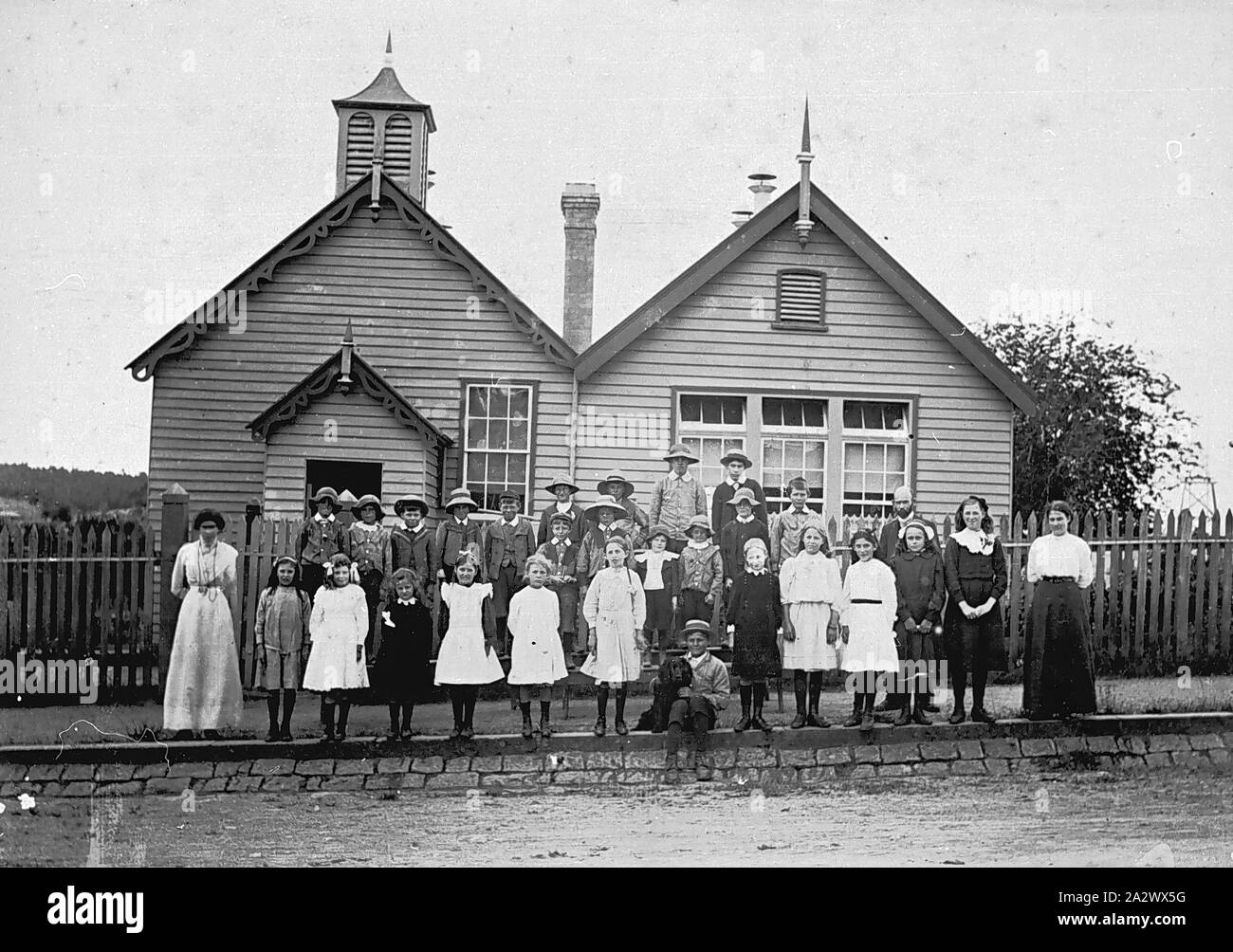 Negative - Lauriston, Victoria, circa 1915, Teachers and pupils in ...