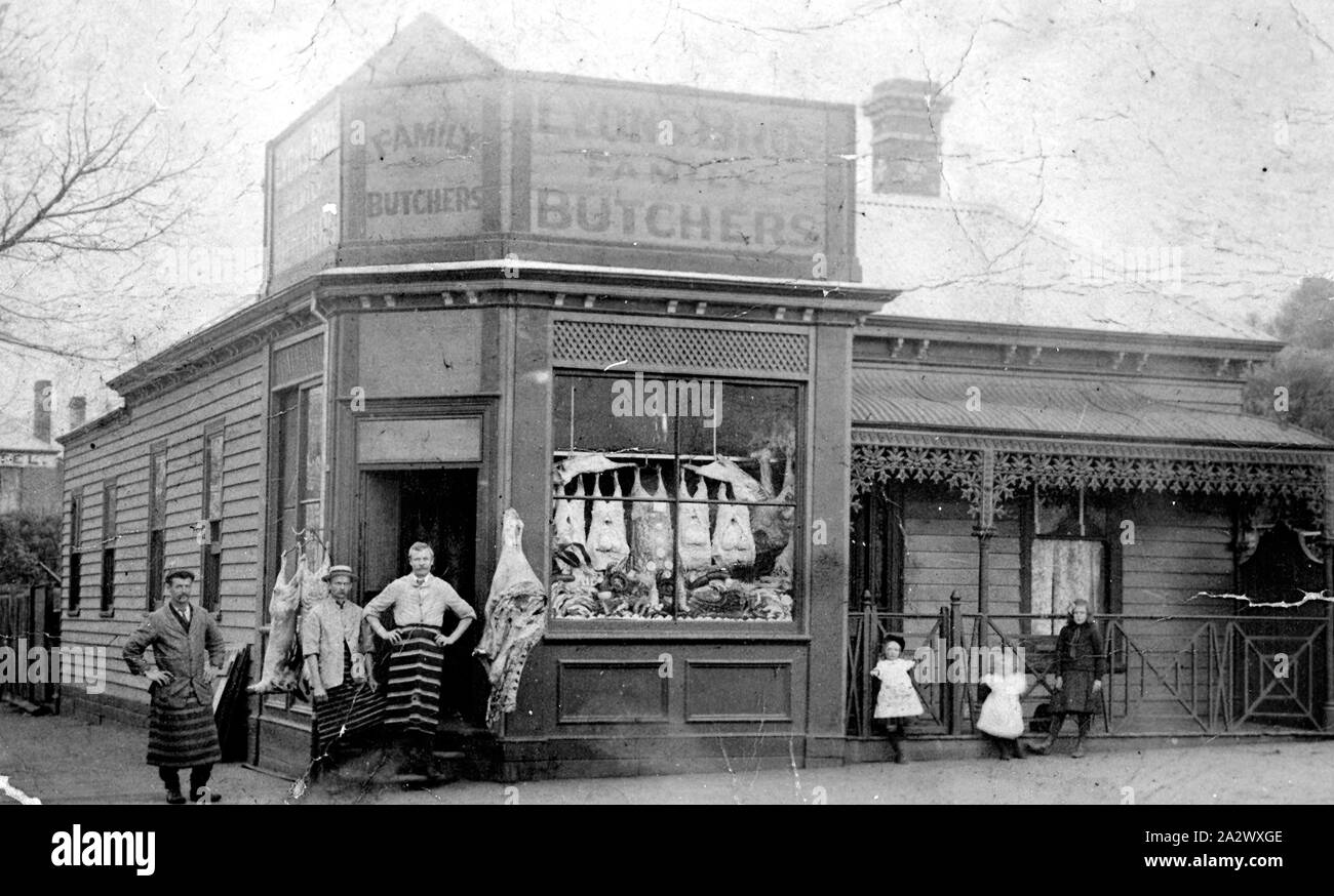 Negative - Lyons Bros Family Butchers, Geelong, Victoria, circa 1905 ...