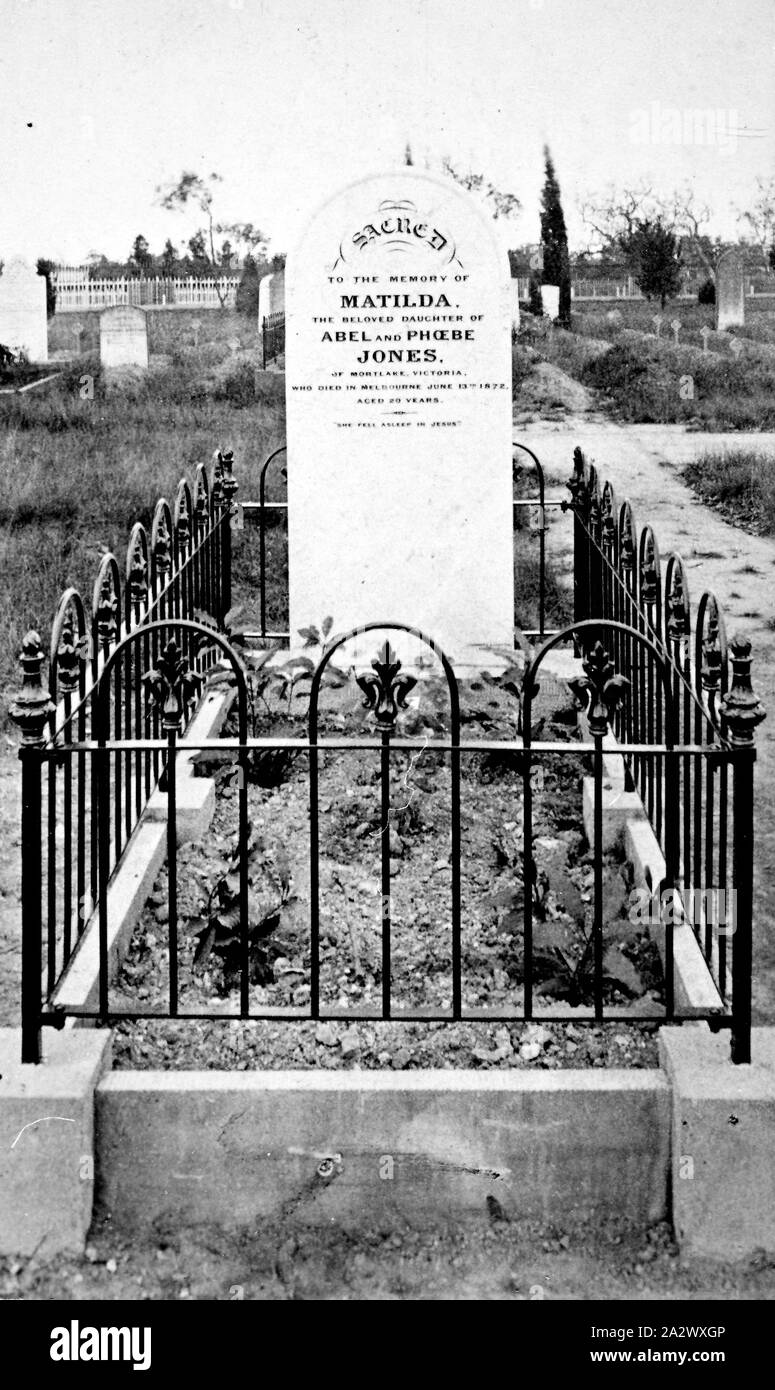 Negative - Mortlake, Victoria, 1873, The grave of 'Matilda, the beloved ...