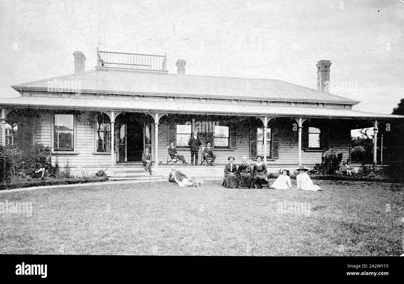 Negative - Mornington, Victoria, circa 1916, A group of people in front ...