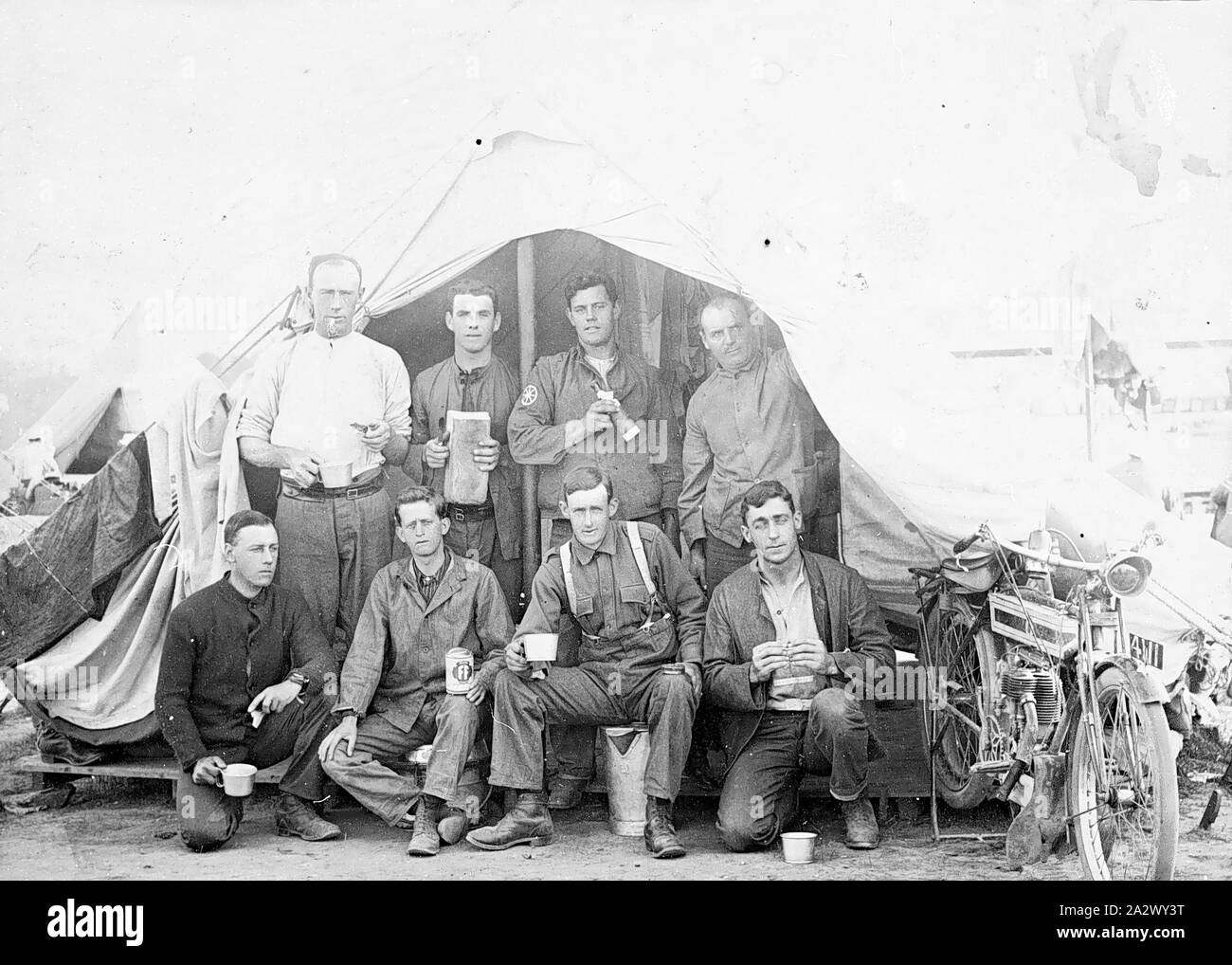 Negative - Soldiers in Front of Tent at Royal Showgrounds, Flemington ...