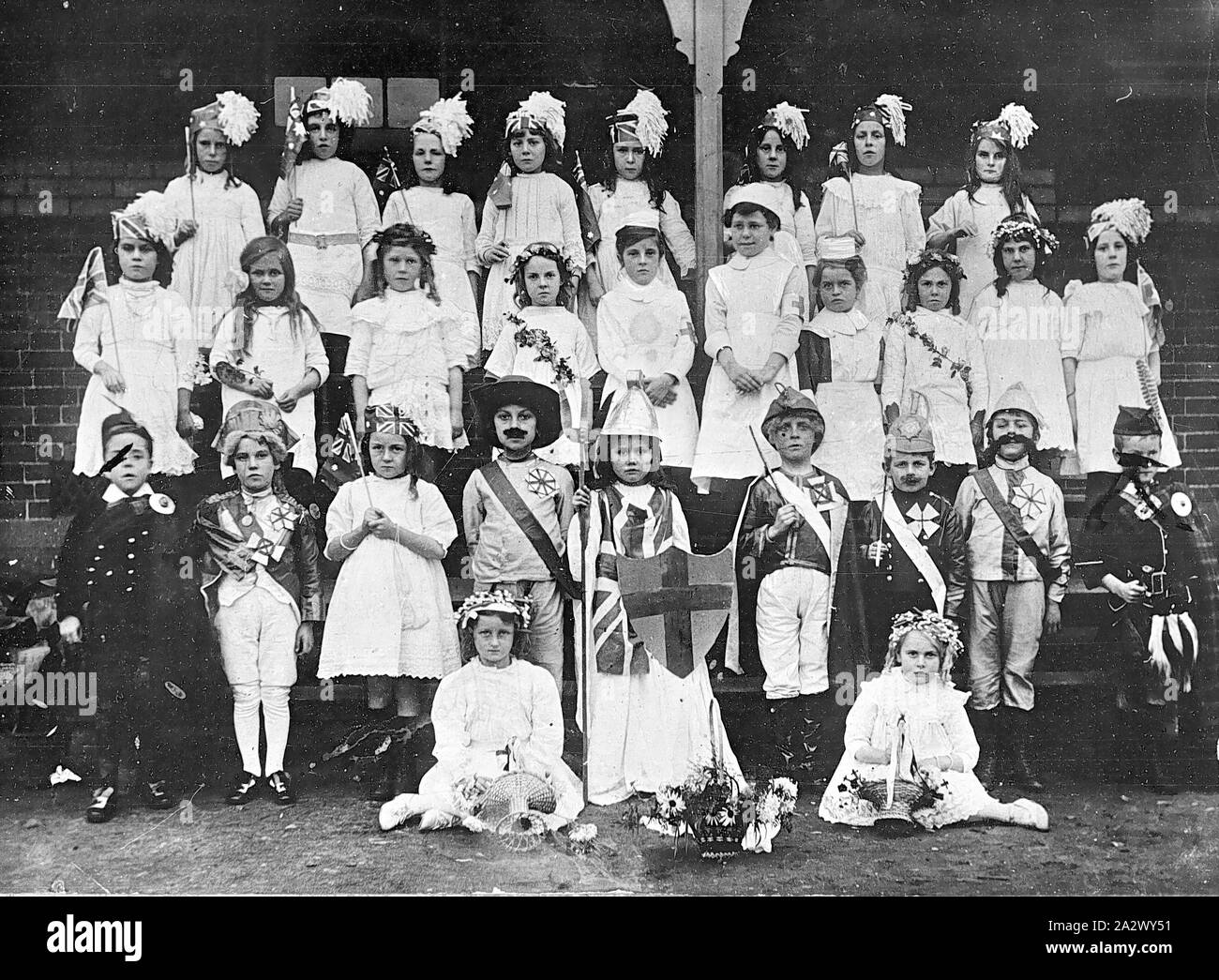 Negative - Victoria, circa 1915, A group of pupils in fancy dress Stock ...