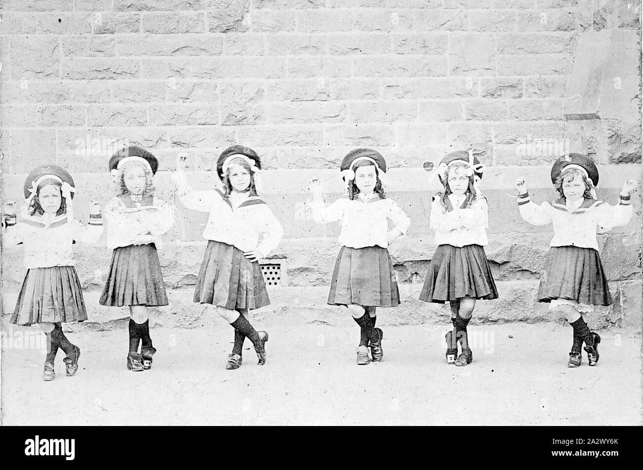 Negative - Fitzroy, Victoria, circa 1910, A group of young girls ...