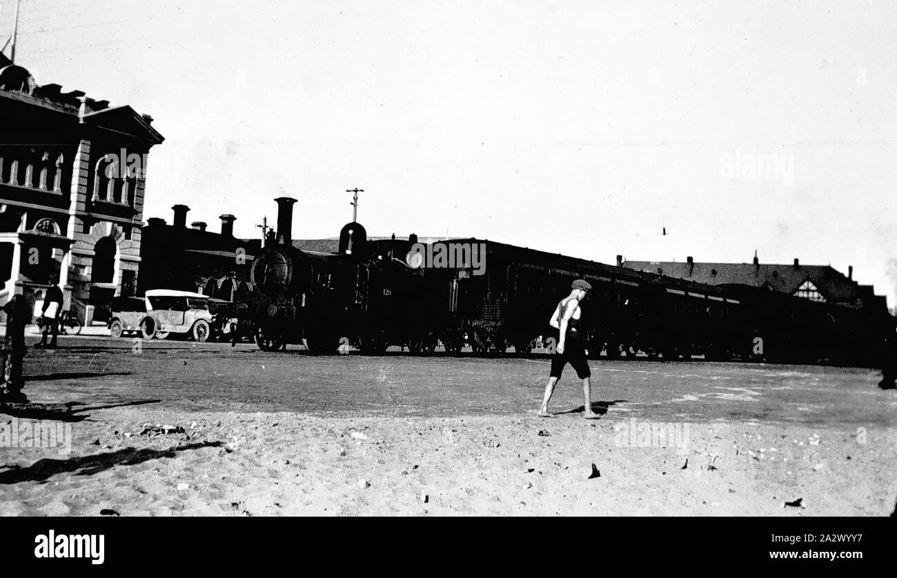 Negative - Adelaide (?), South Australia, circa 1935, A locomotive and ...