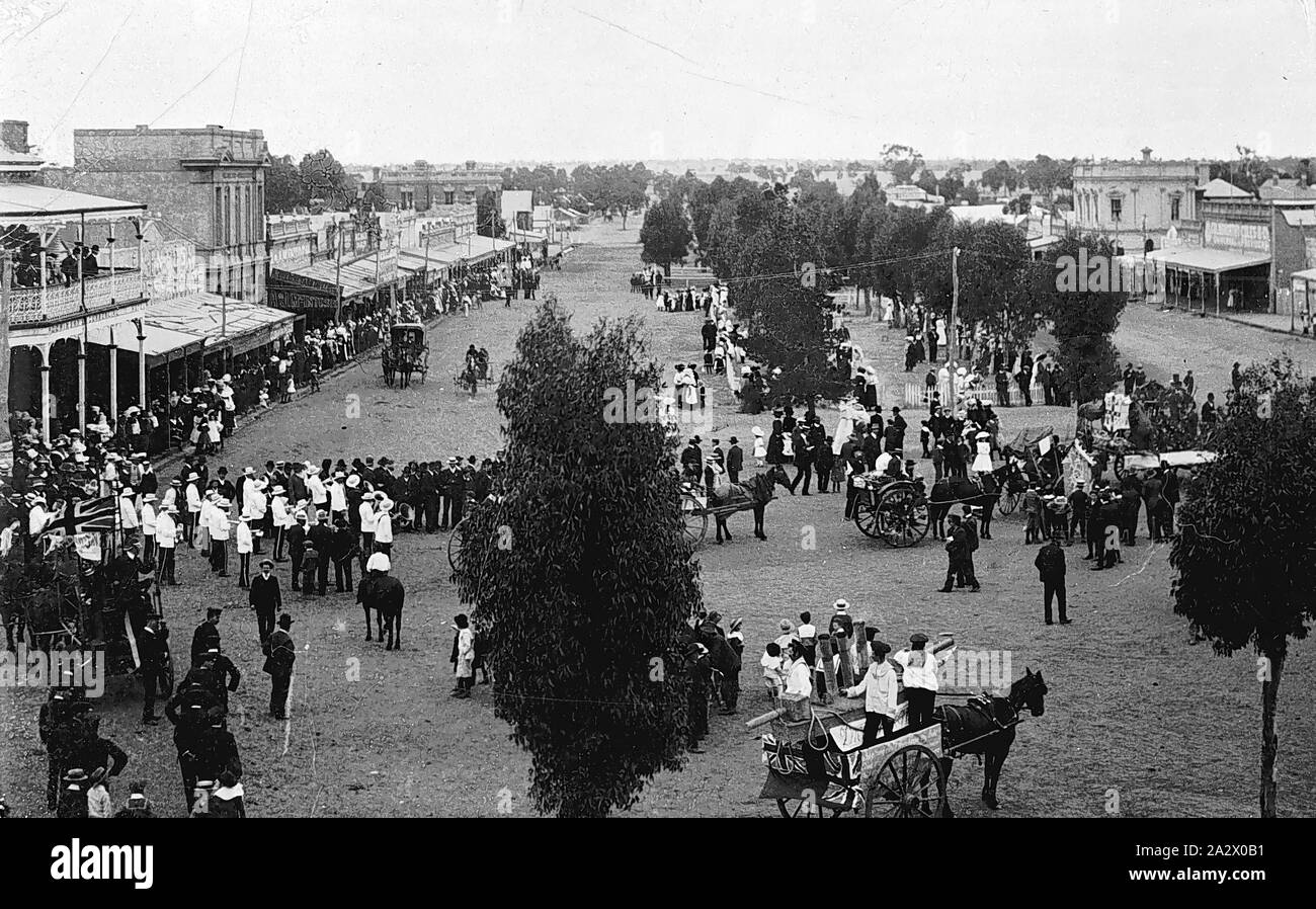 Negative - Nhill, Victoria, 1901, The procession for the annual ...