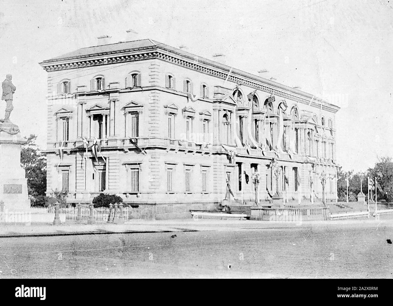 Negative - Melbourne, Victoria, circa 1928, Flags and bunting on the ...