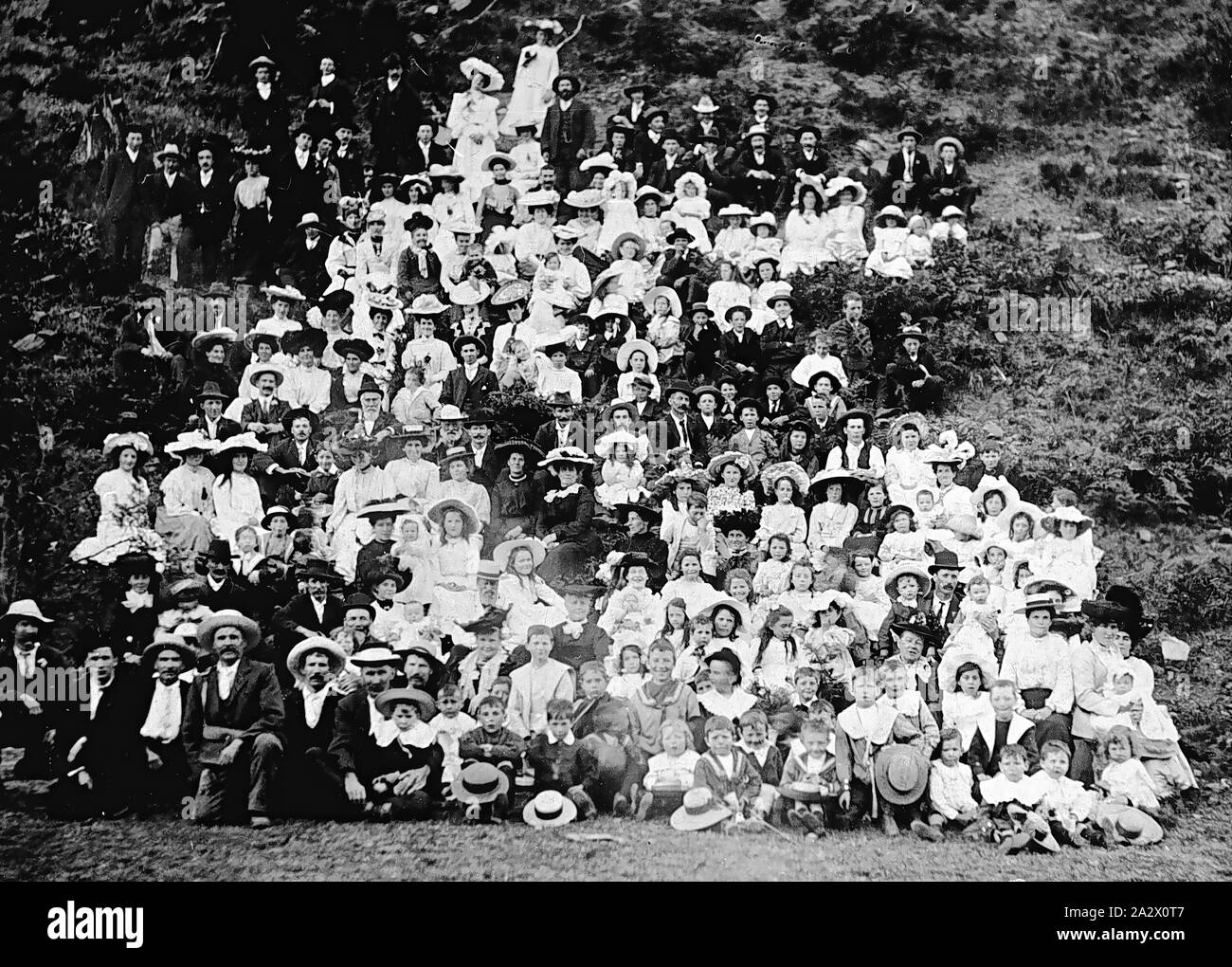 Negative - Woods Point, Victoria, 1905, Residents of Woods Point at a ...