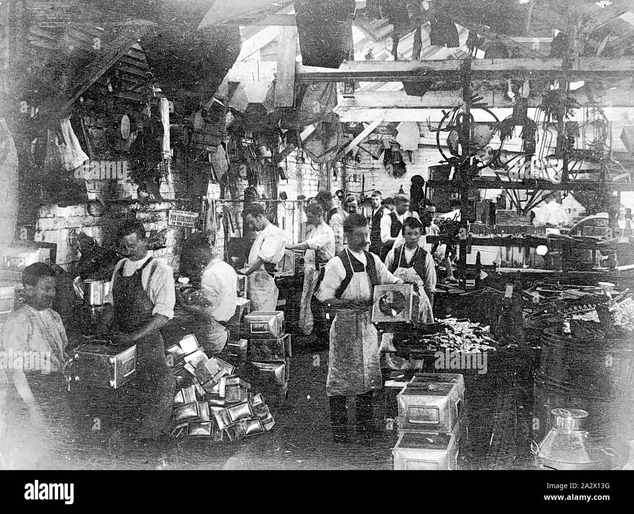 Negative - Bendigo, Victoria, 1890, Inside the workshop of John Faul ...