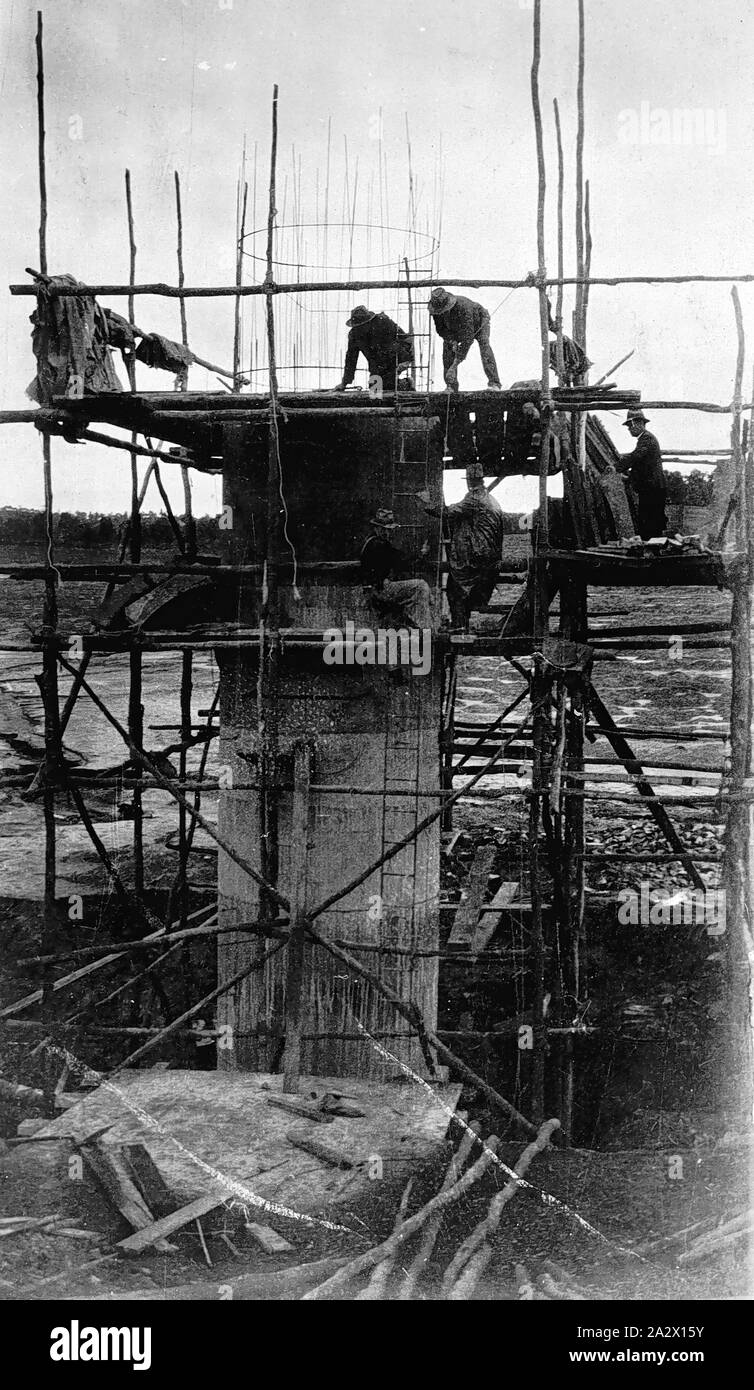 Negative - Spring Gully, Victoria, circa 1935, Constructing a water ...