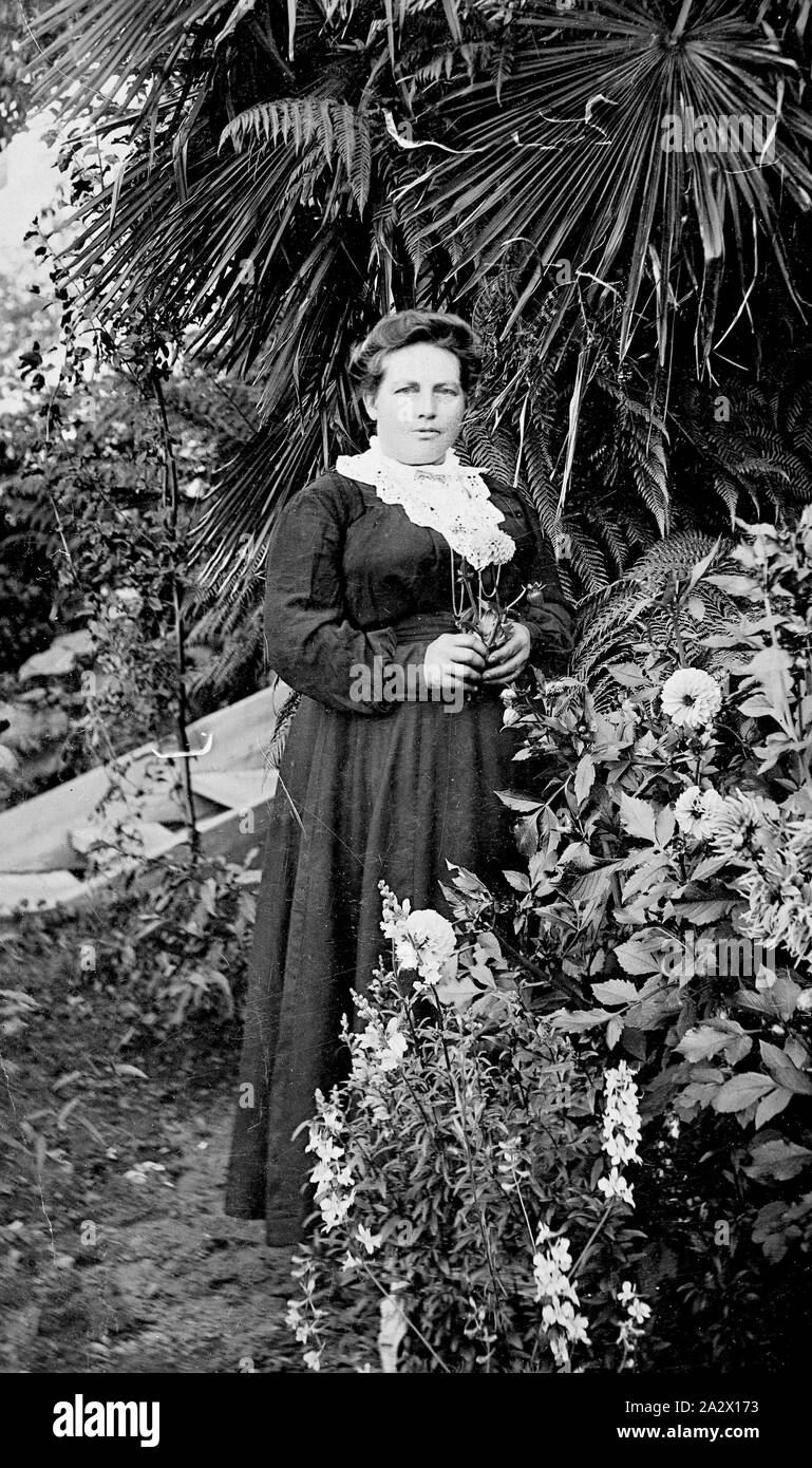Negative - Florence Rayner in Garden at Alpine Cottage, Bright ...