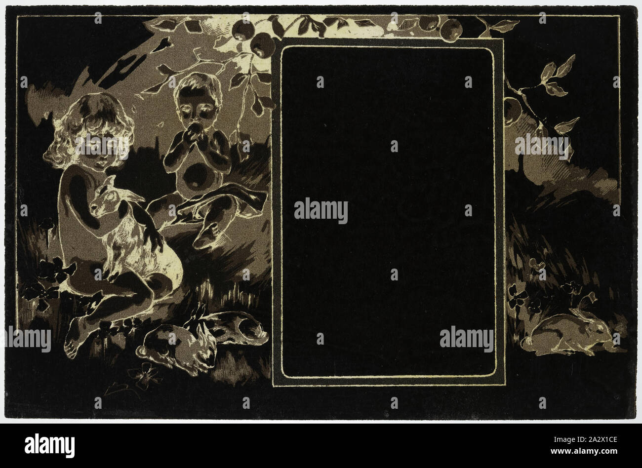 Negative Vignette - Children with Rabbits, circa 1900, Negative ...