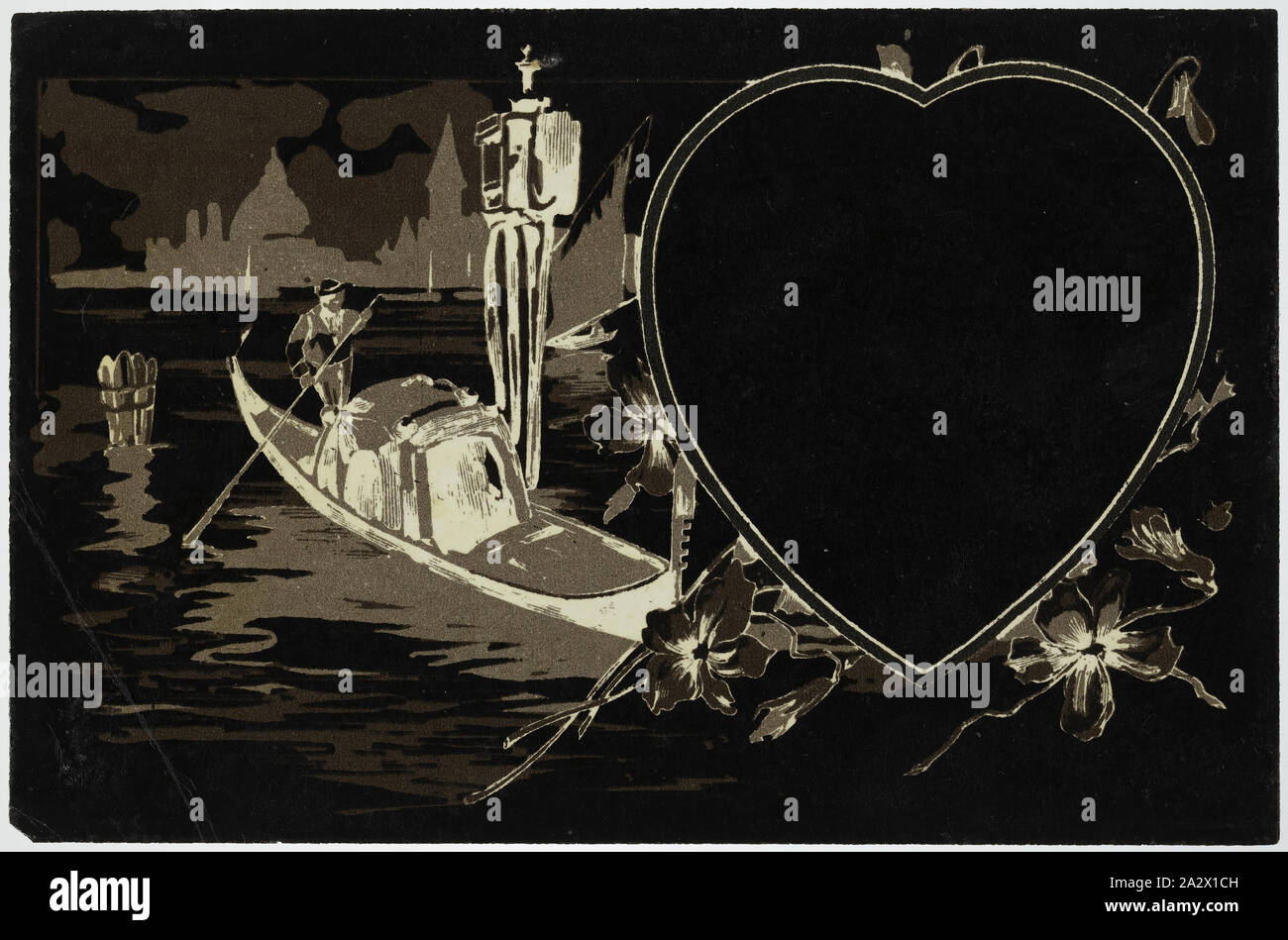 Negative Vignette - Gondola, circa 1900, Negative Vignette of a gondola ...