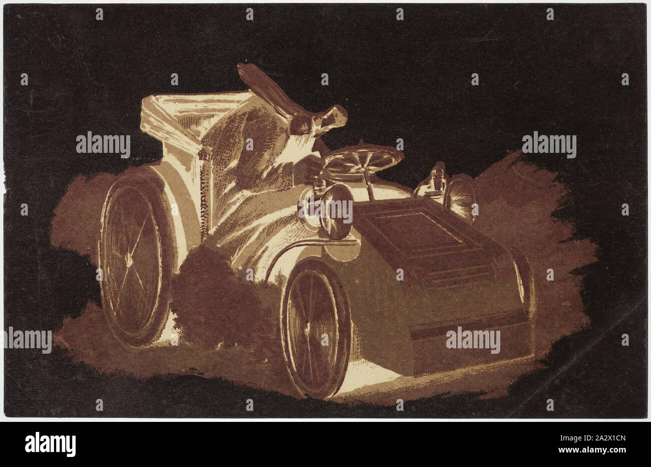 Negative Vignette - Man driving a Car, circa 1900, Negative Vignette of ...