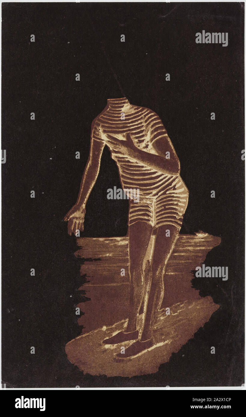 Negative Vignette - Man in Striped Swimsuit, circa 1900, Negative ...