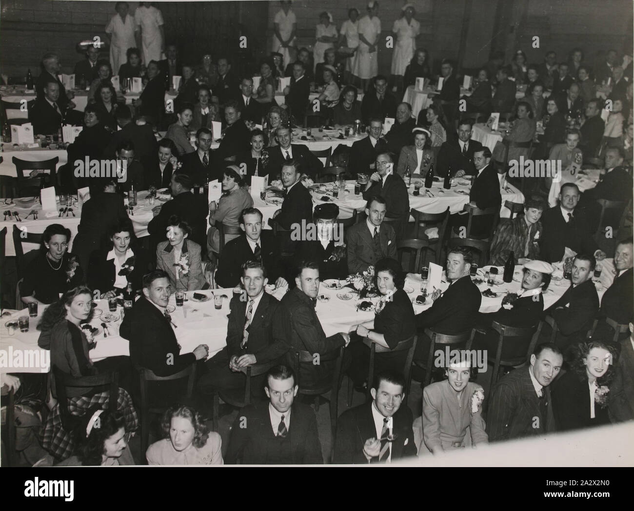 Photograph dinner for returned world war ii personnel large group ...