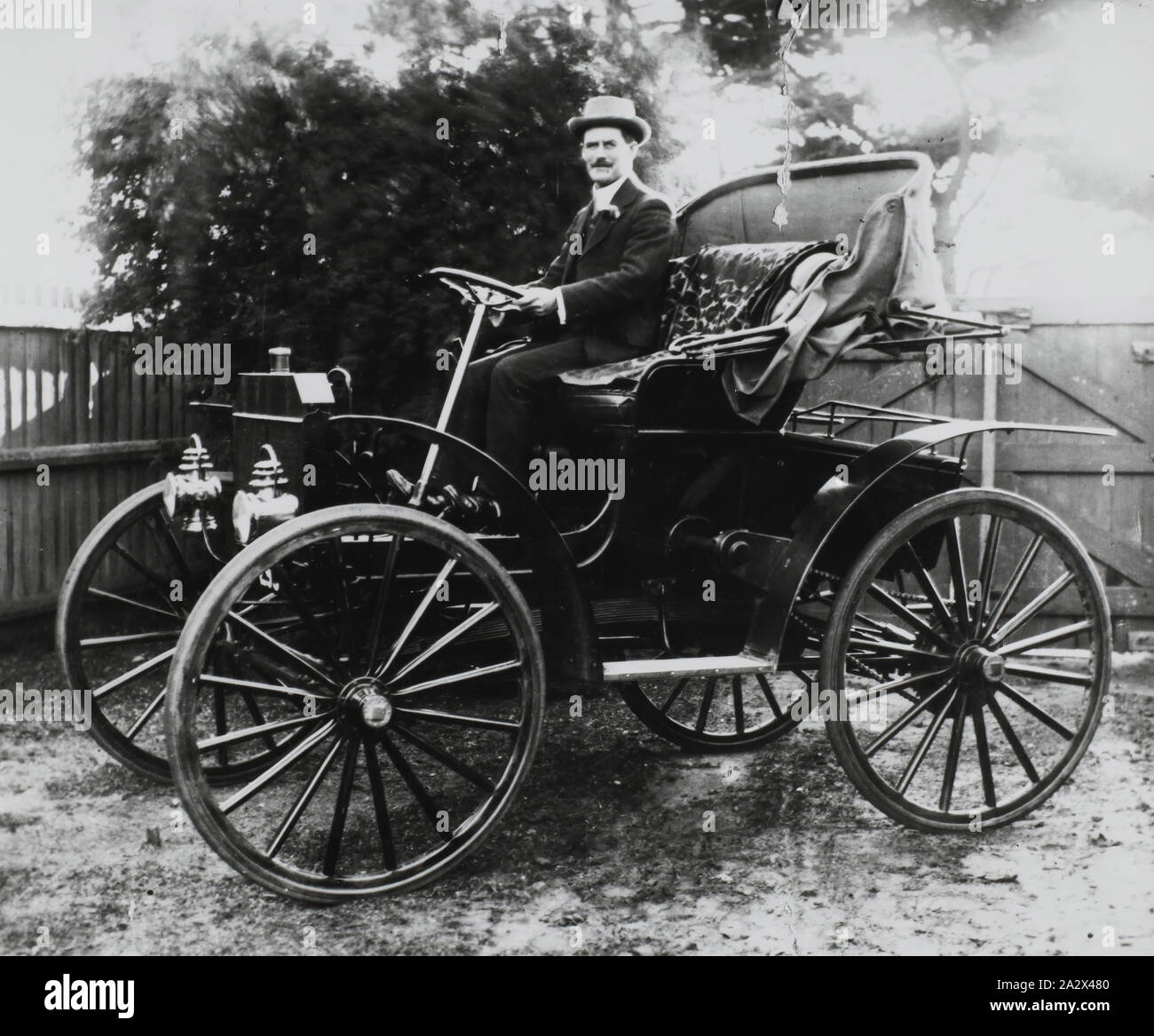 Photograph - Mr Thomas M. Arthur Driving a Schacht Motor Buggy ...