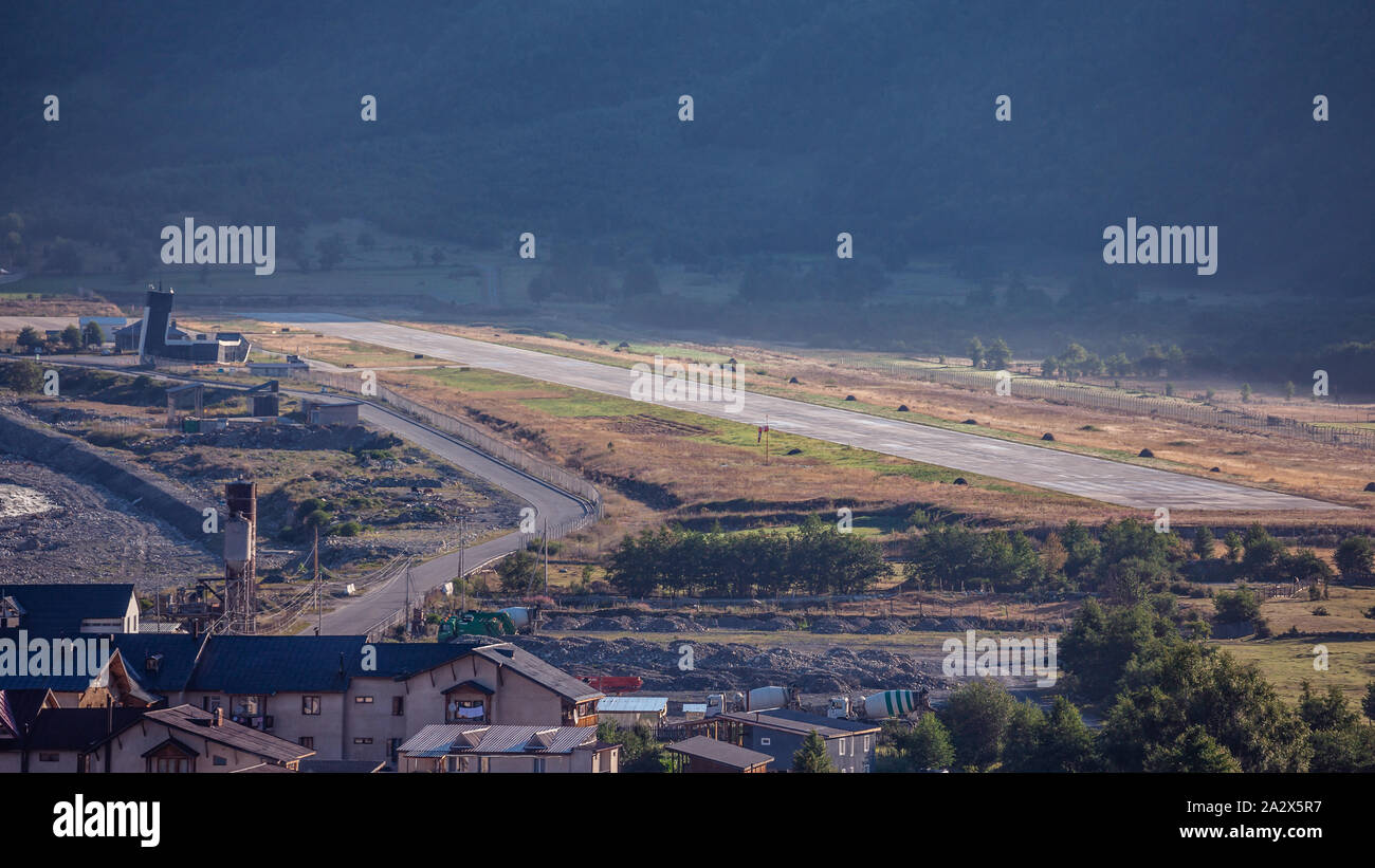 Aerial view of Mestia Valley from Hatsvali (Khatsvali) ski resort ...