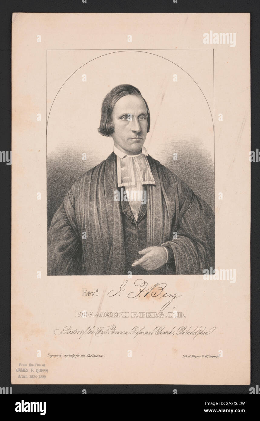 Rev. Joseph F. Berg D.D. Pastor of the First German Reformed Church ...