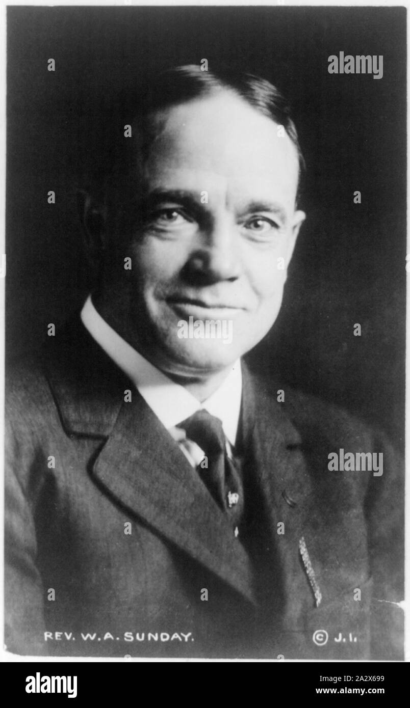 Rev William Ashley (Billy) Sunday, head and shoulders portrait Stock ...