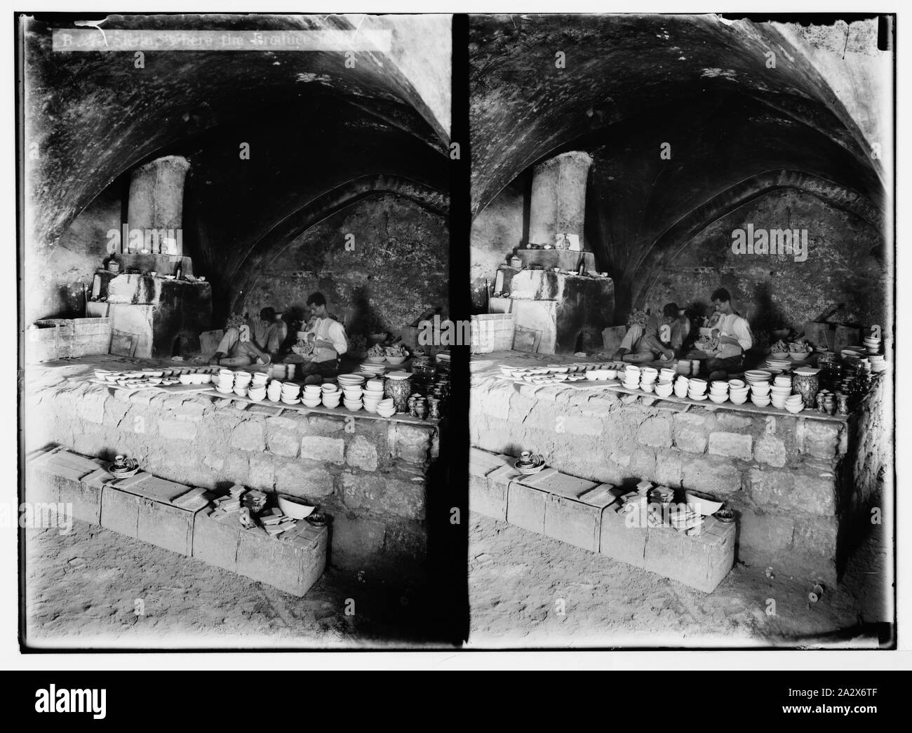 Revival of the famous faience work in Jerusalem. Kiln where the produce ...